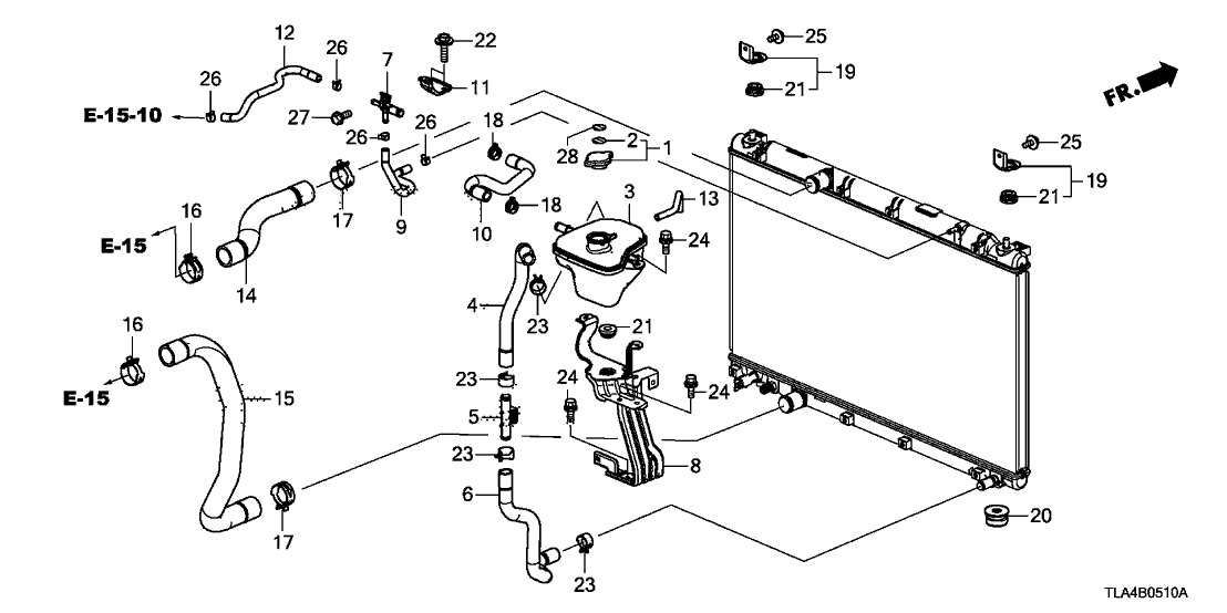 19109-5PA-A00 - Genuine Honda Hose B, Expansion Tank Outlet