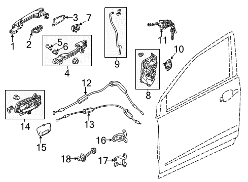 72150-T0A-A01 - Genuine Honda Latch Assembly, Left Front Door