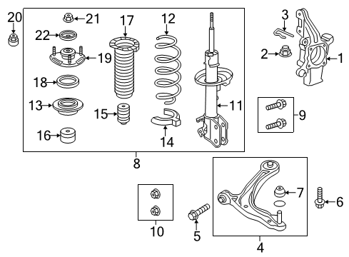 51606-TK8-A01 - Genuine Honda Shock Absorber Unit, Left Front